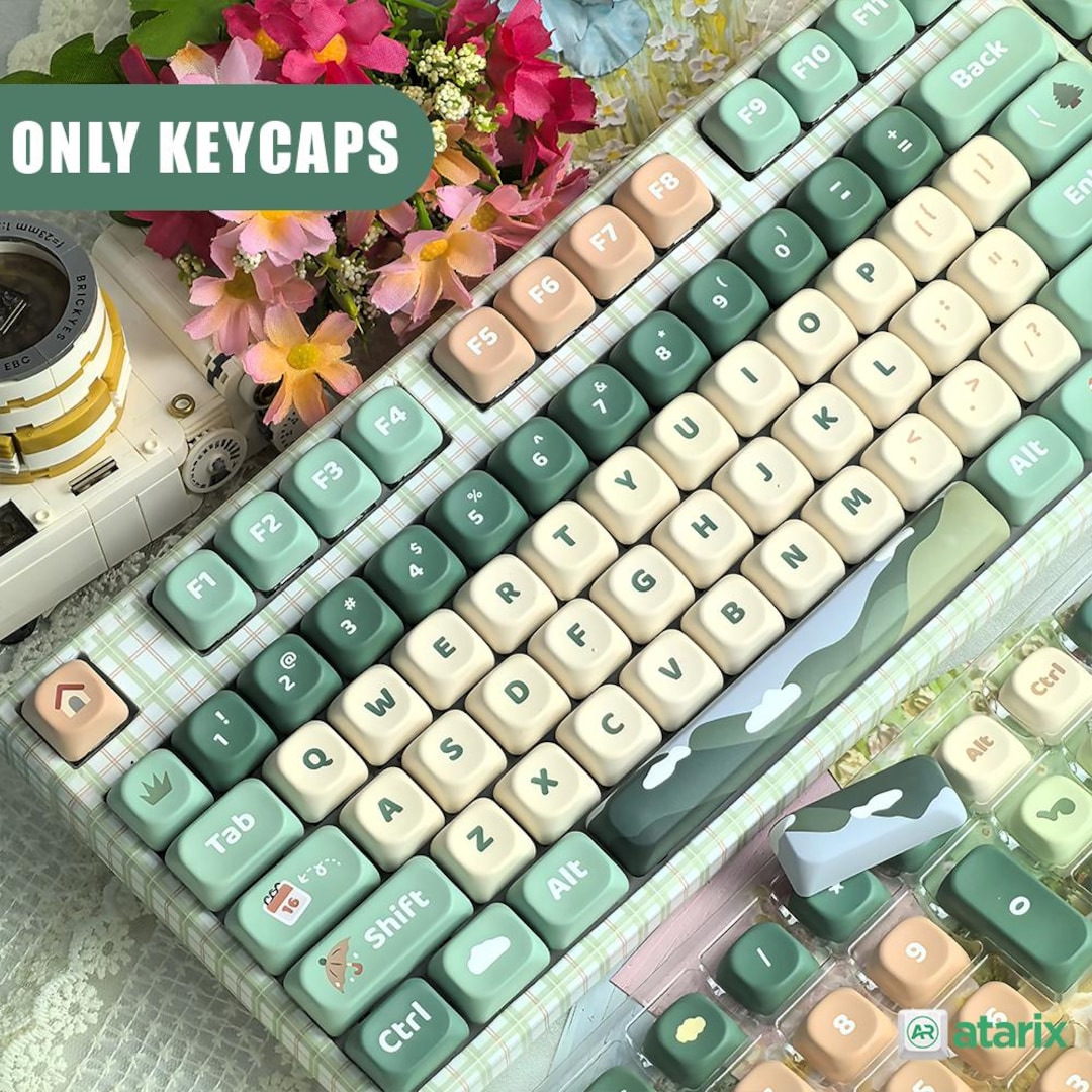 PBT Keycap Set: Green Forest Design | MOA Profile | 127 Keys | MX ...