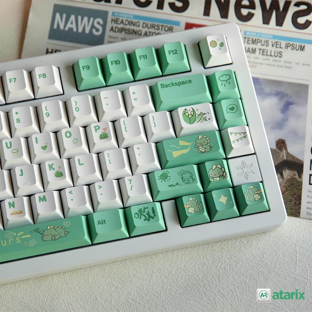 Green Dinosaur PBT Keycap Set – Custom Artisan Keycaps for MX Keyboards ...