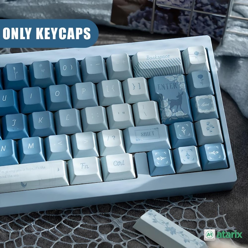 Blue & White PBT Keycap Set: Custom Artisan Mechanical Keyboard - Etsy