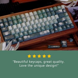 Green Floral Chinese Keycap Set - 140 PBT Custom Keycaps for Mechanical ...