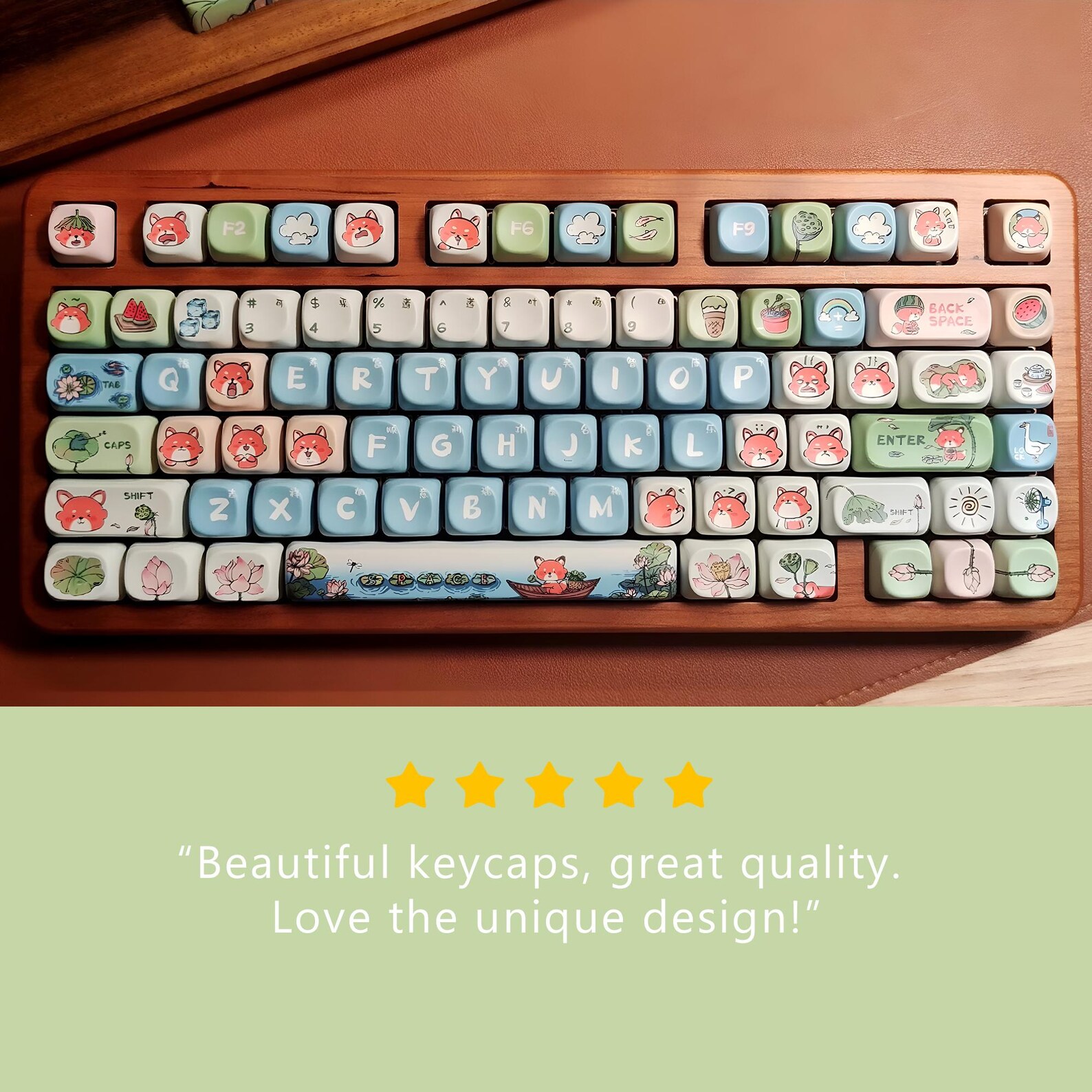 PBT Keycap Set: Cute Fox | MOA Profile | 134 Keys | MX Switches | for ...