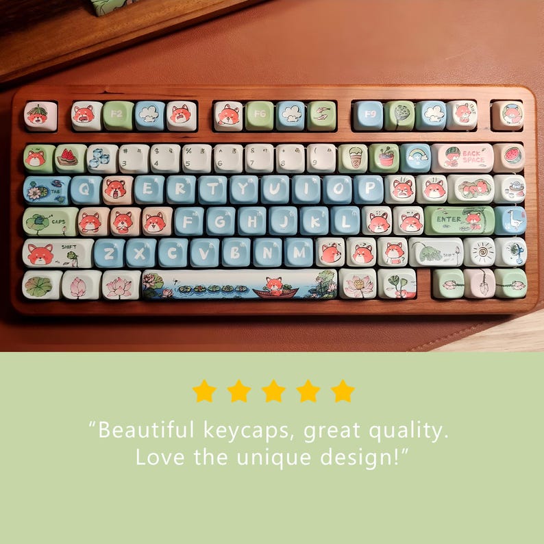 PBT Keycap Set: Cute Fox | MOA Profile | 134 Keys | MX Switches | for ...