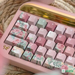 Floral PBT Keycap Set: Handmade Custom Artisan Keycaps - Etsy