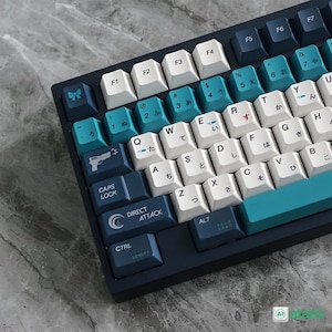 Cute Blue Japanese Keycap Set for Mechanical Keyboard | 140 Keys ...