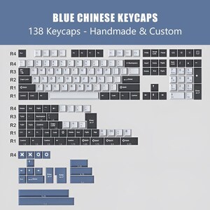 Blue Keycap Set Mechanical Keyboard - PBT Keycap Custom & Handmade for ...