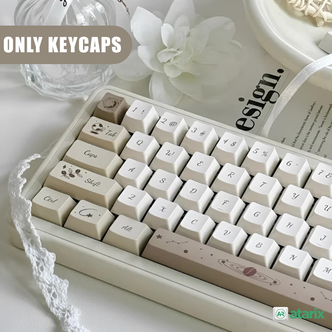 Cute Cream Keycap Set Mechanical Keyboard - PBT Keycaps Custom ...