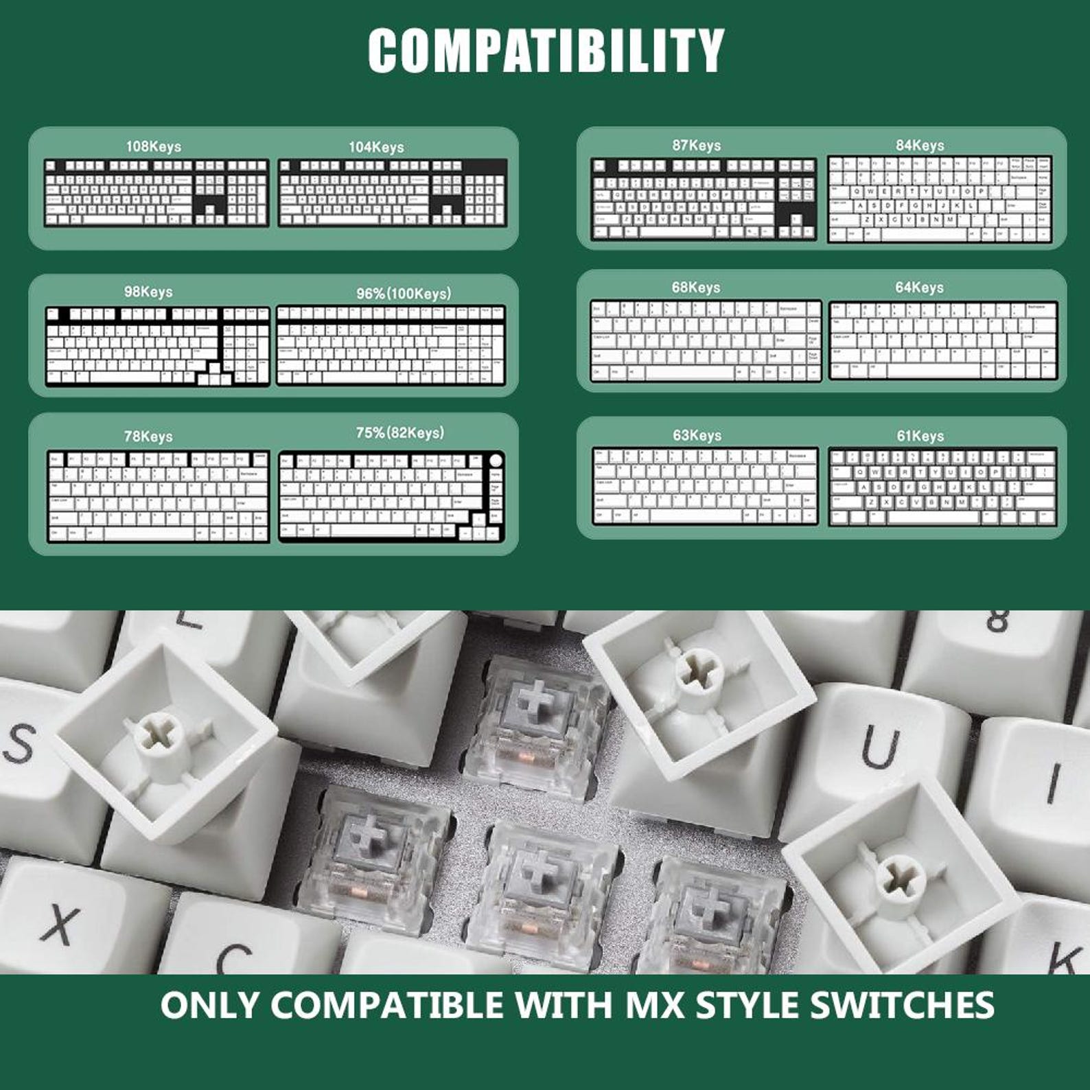 Pastel Green Beige PBT Keycap Set: Custom Mechanical Keyboard Artisan ...