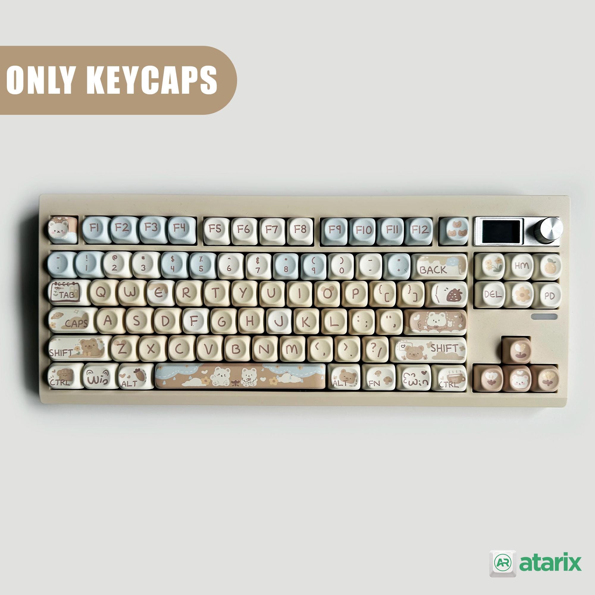 Cute Bear Keycap Set – 132 PBT Custom Keycaps for Mechanical Keyboard ...