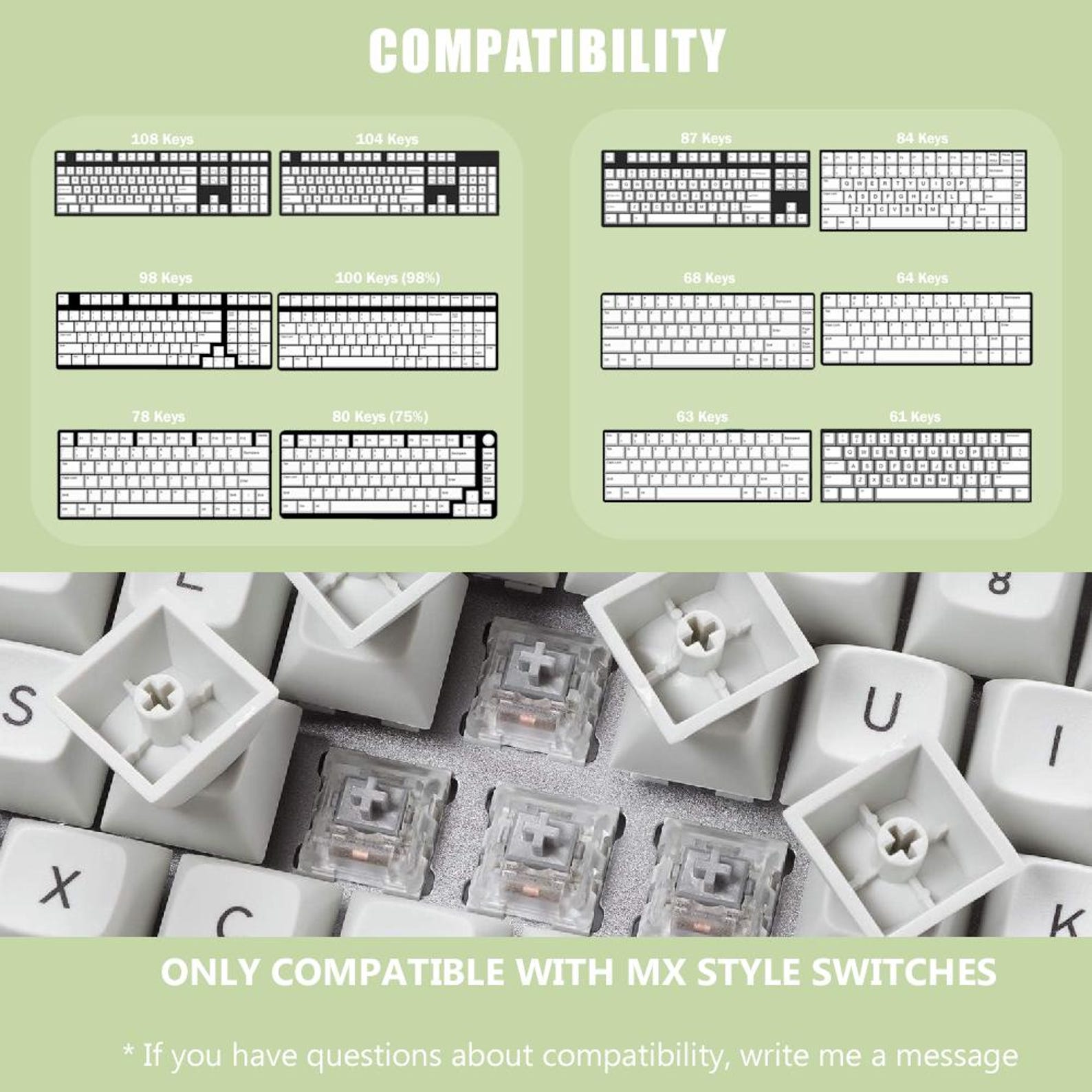 PBT Keycap Set: Cute Fox | MOA Profile | 134 Keys | MX Switches | for ...