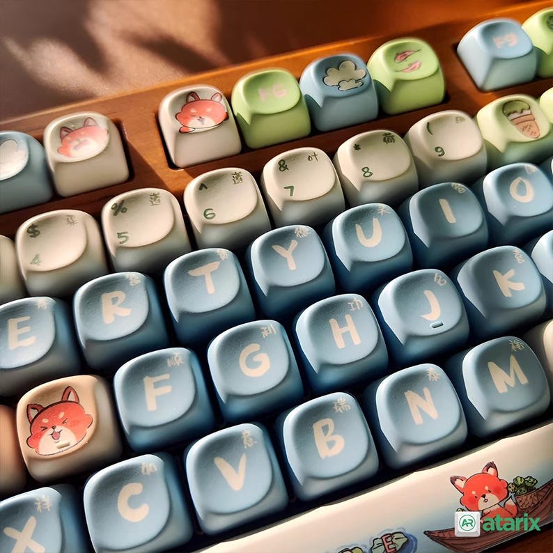 PBT Keycap Set: Cute Fox | MOA Profile | 134 Keys | MX Switches | for ...