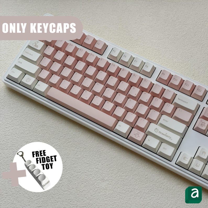 Cute Strawberry Cake Keycap Set – 173 PBT Custom Keycaps for Mechanical ...