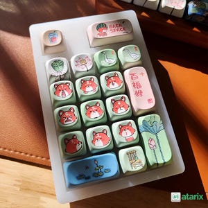 PBT Keycap Set: Cute Fox | MOA Profile | 134 Keys | MX Switches | for ...