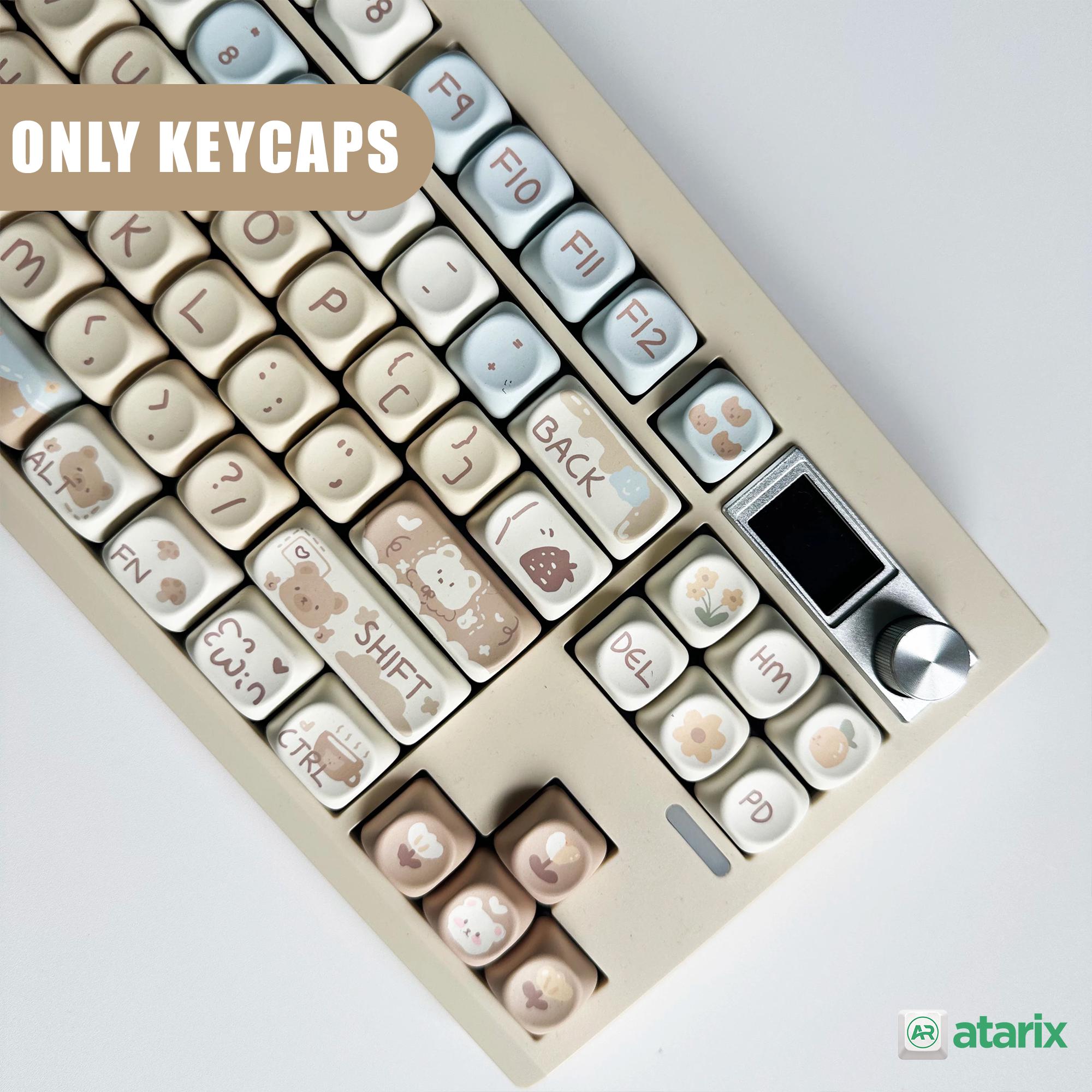 Cute Bear Keycap Set – 132 PBT Custom Keycaps for Mechanical Keyboard ...