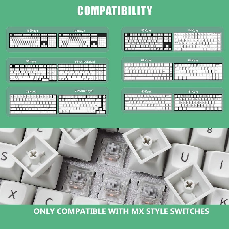 Retro Black & White Keycap Set Mechanical Keyboard Keycaps Handmade ...