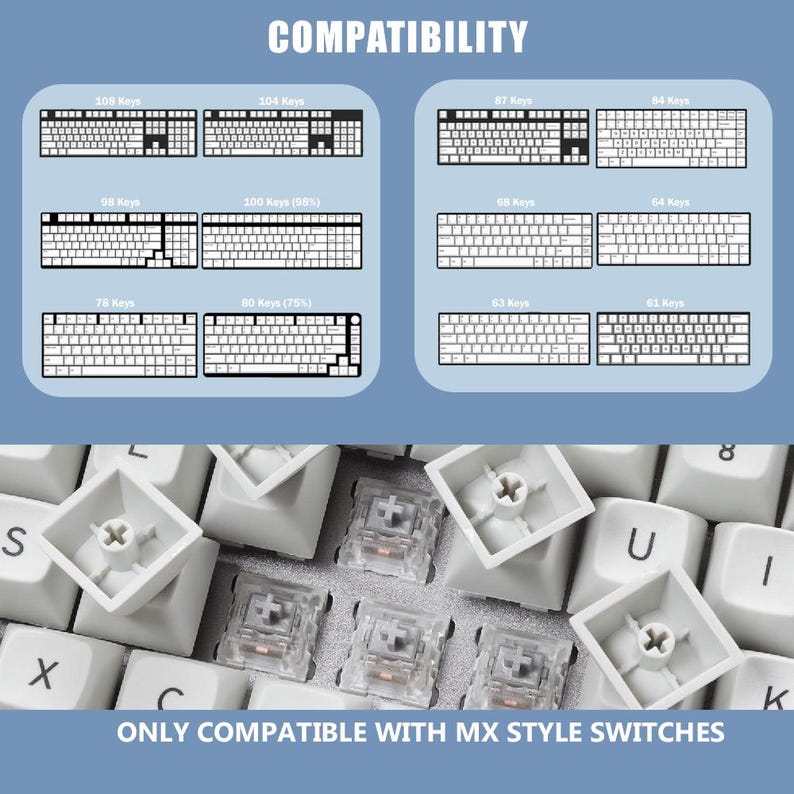 Sky Blue Beach PBT Keycap Set: Cherry MX Switch, Mechanical Keyboard - Etsy