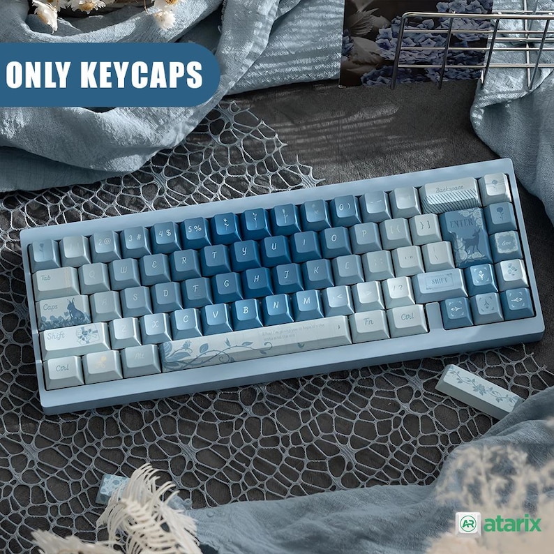 Blue & White PBT Keycap Set: Custom Artisan Mechanical Keyboard - Etsy