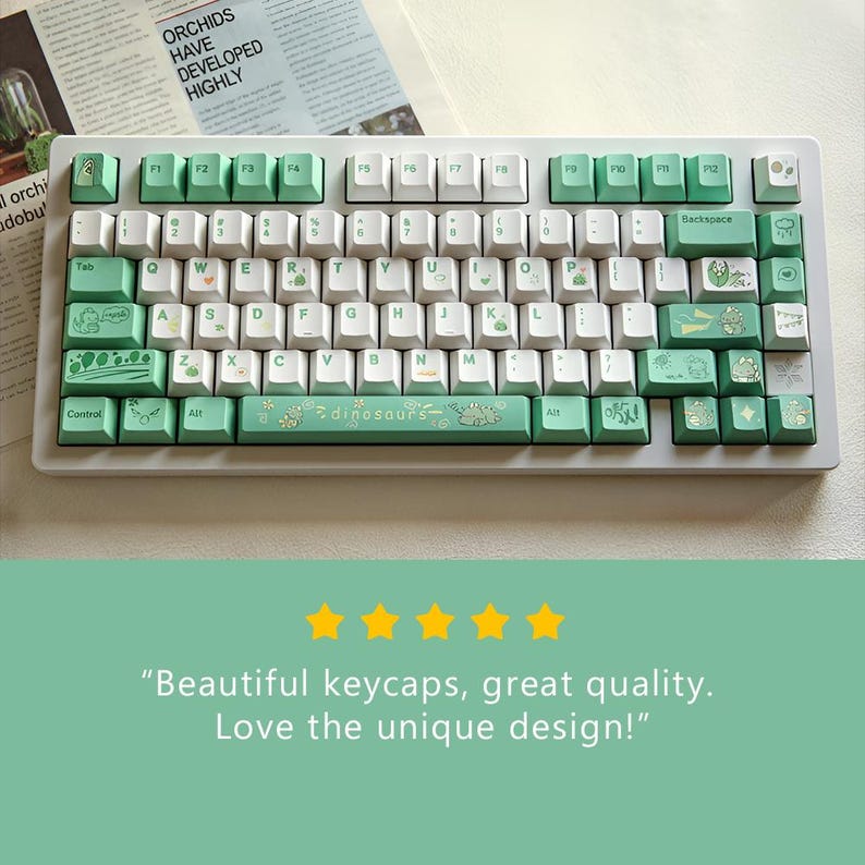 Green Dinosaur PBT Keycap Set – Custom Artisan Keycaps for MX Keyboards ...