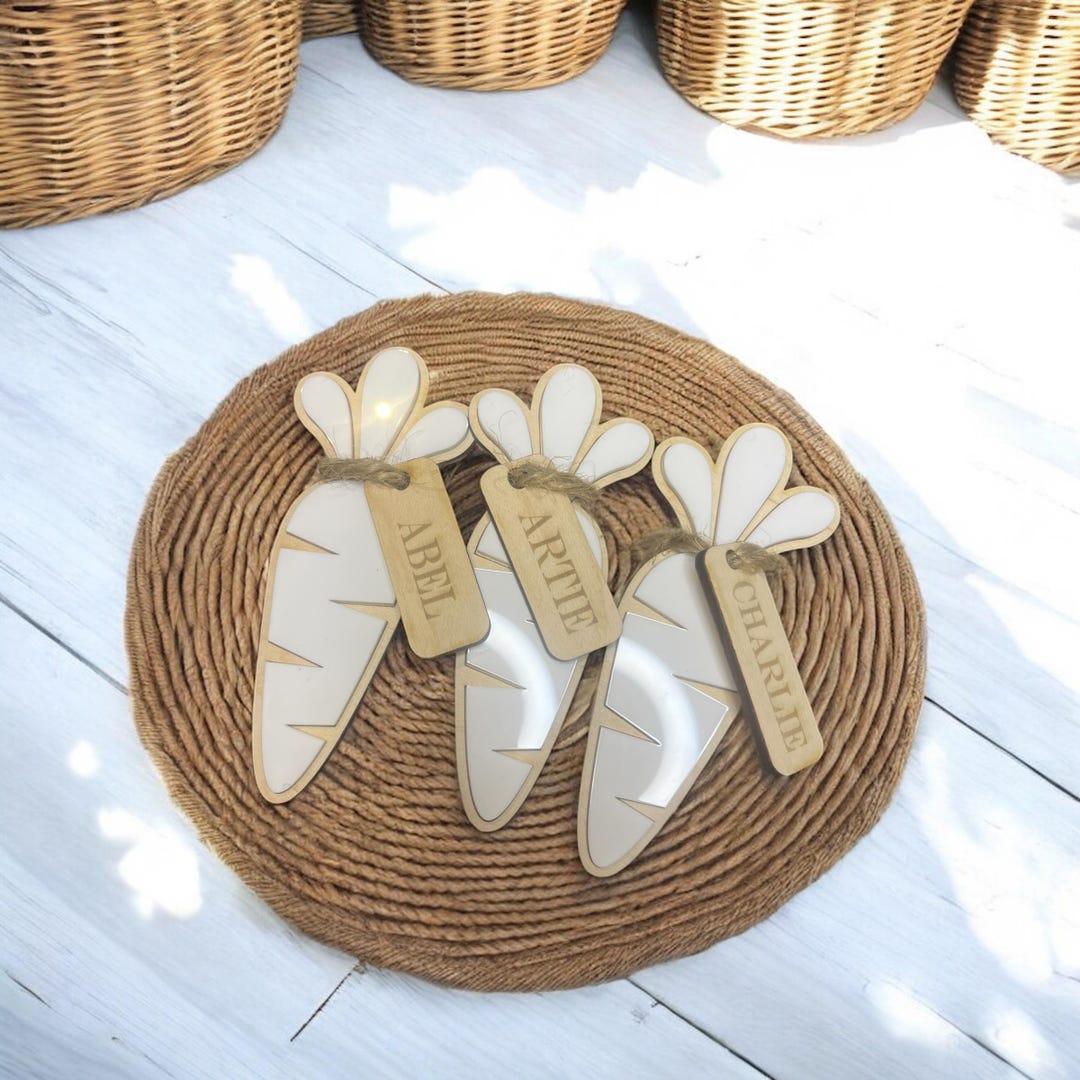 Personalised Wooden Carrot Tags – Custom Easter Gift Tags. Buy 3 for ...