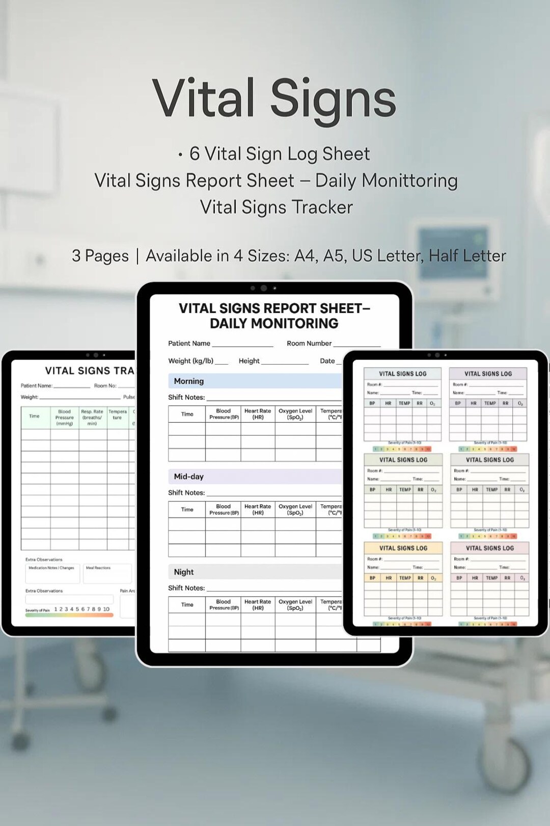 Vital Sign Sheet Printable, Editable Vital Signs Report Sheet, Nursing ...