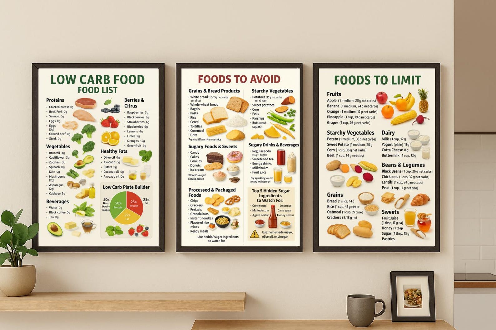 Low Carb Food List Printable Bundle/includes Foods to Avoid & Foods to ...