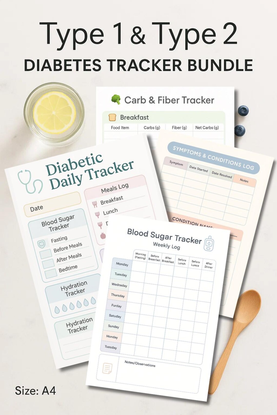 Diabetic Tracker Planner Organizer, Daily Health Journal, Blood Sugar ...
