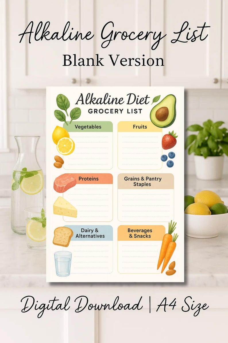 Alkaline Food List & Diet Chart | Printable Acid-base Balance Guide for ...