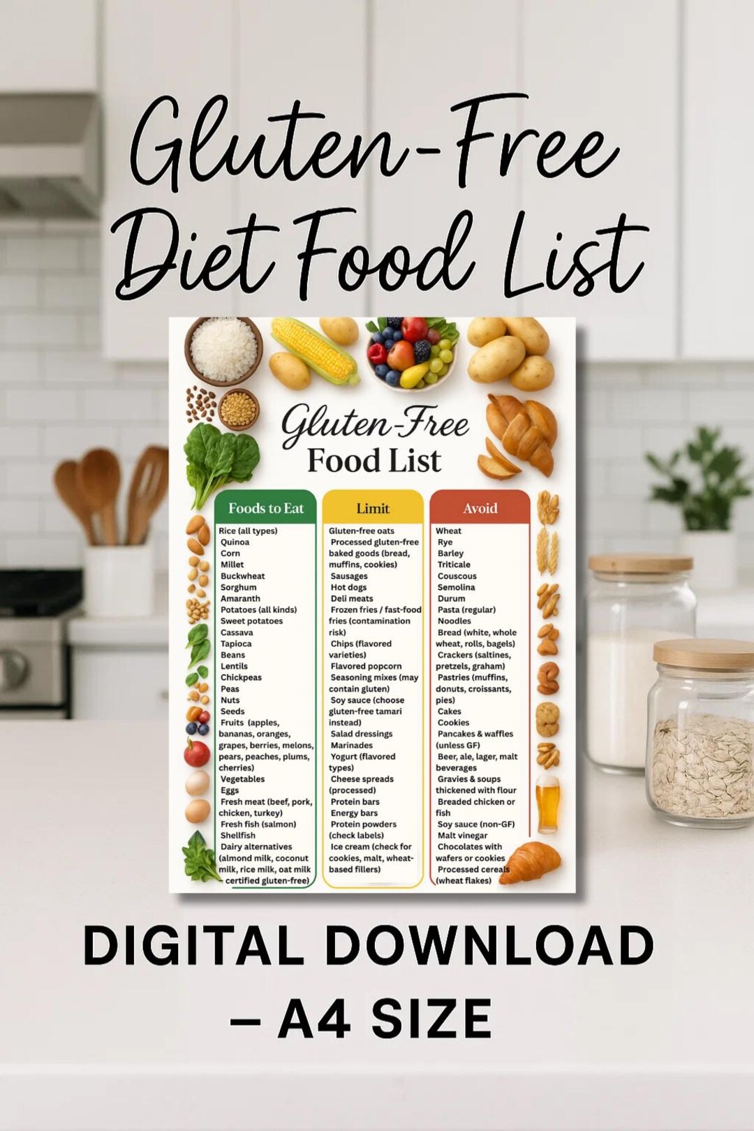 Gluten Free Food List & Meal Planner, Printable Grocery Shopping Guide ...