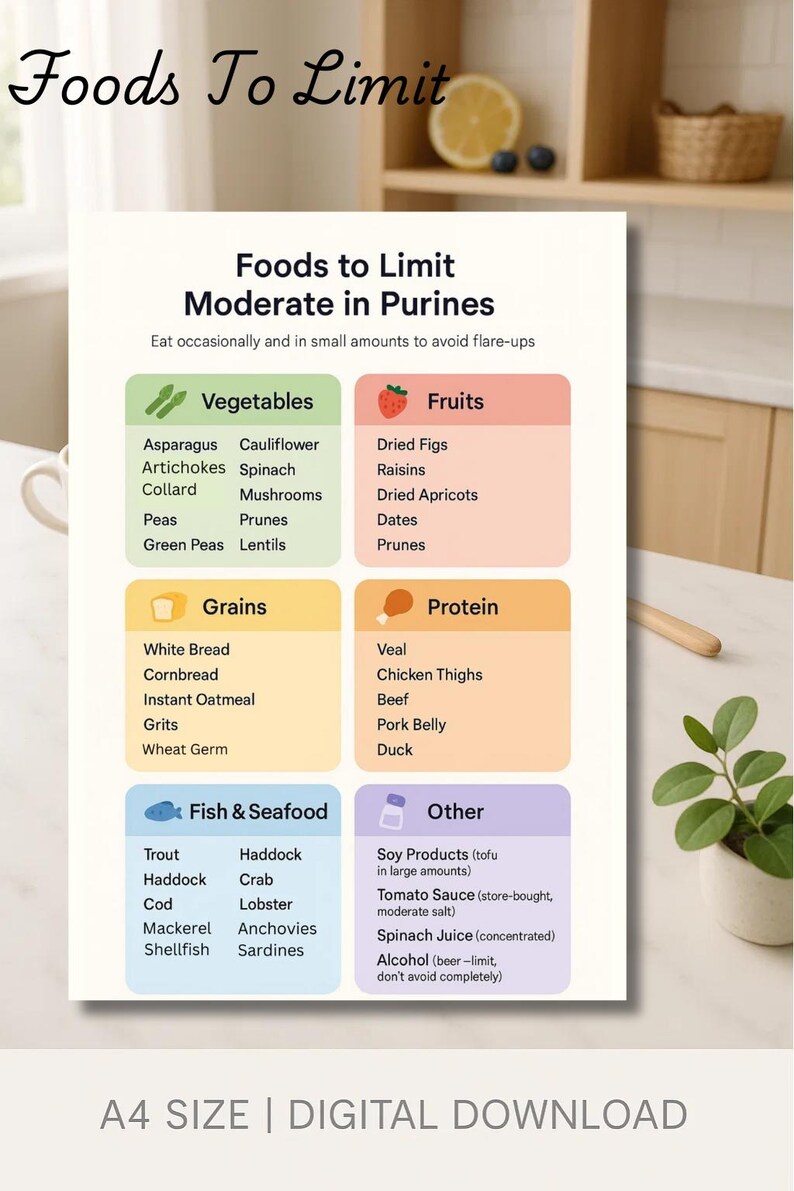 Low Purine Food List Printable, Gout Diet Meal Plan for Gout Relief ...