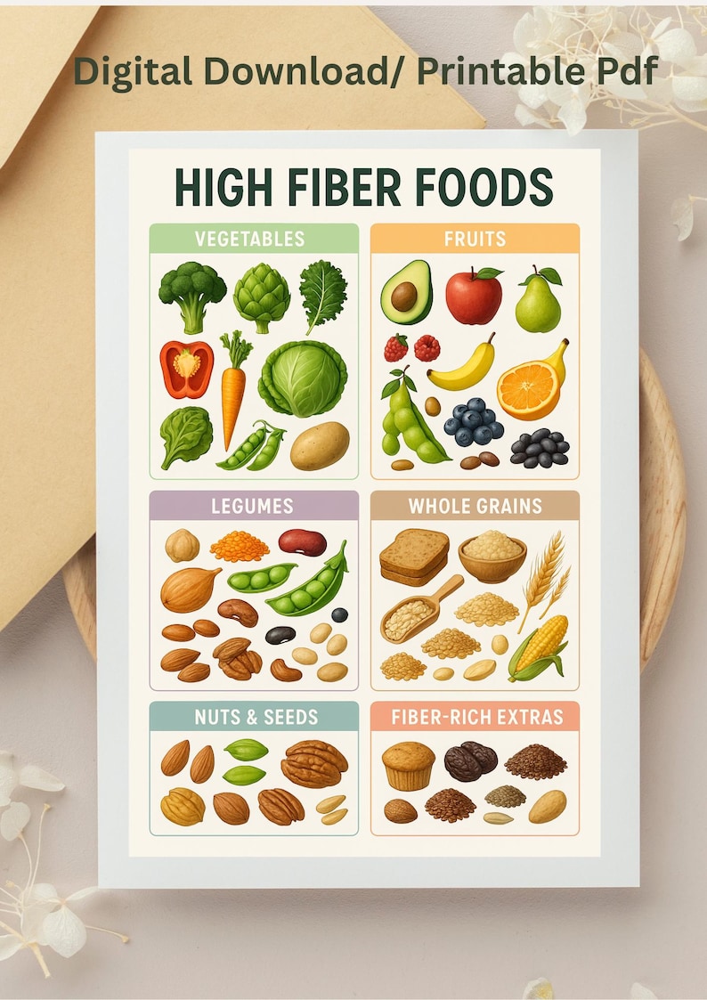 High Fiber Food List & Meal Planner | Printable Nutrition Guide ...