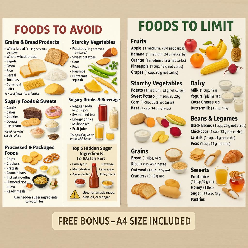 Low Carb Food List Printable Bundle/includes Foods to Avoid & Foods to ...