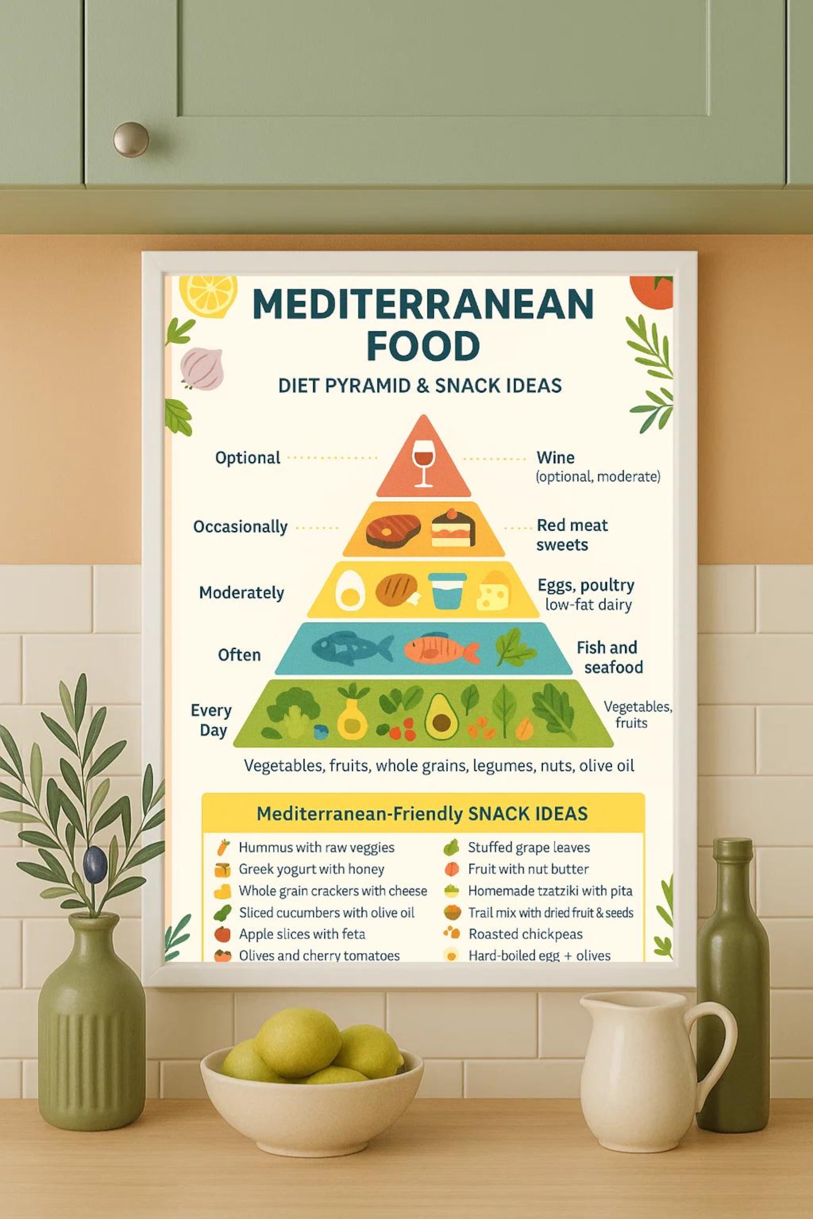 Mediterranean Diet Pyramid & Food List – Visual Eating Guide Chart With ...