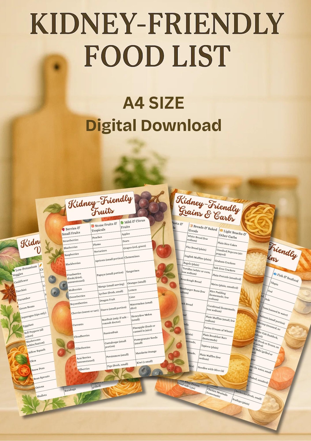 Kidney-friendly Food List PDF, Renal Diet Grocery Guide,weekly Meal ...