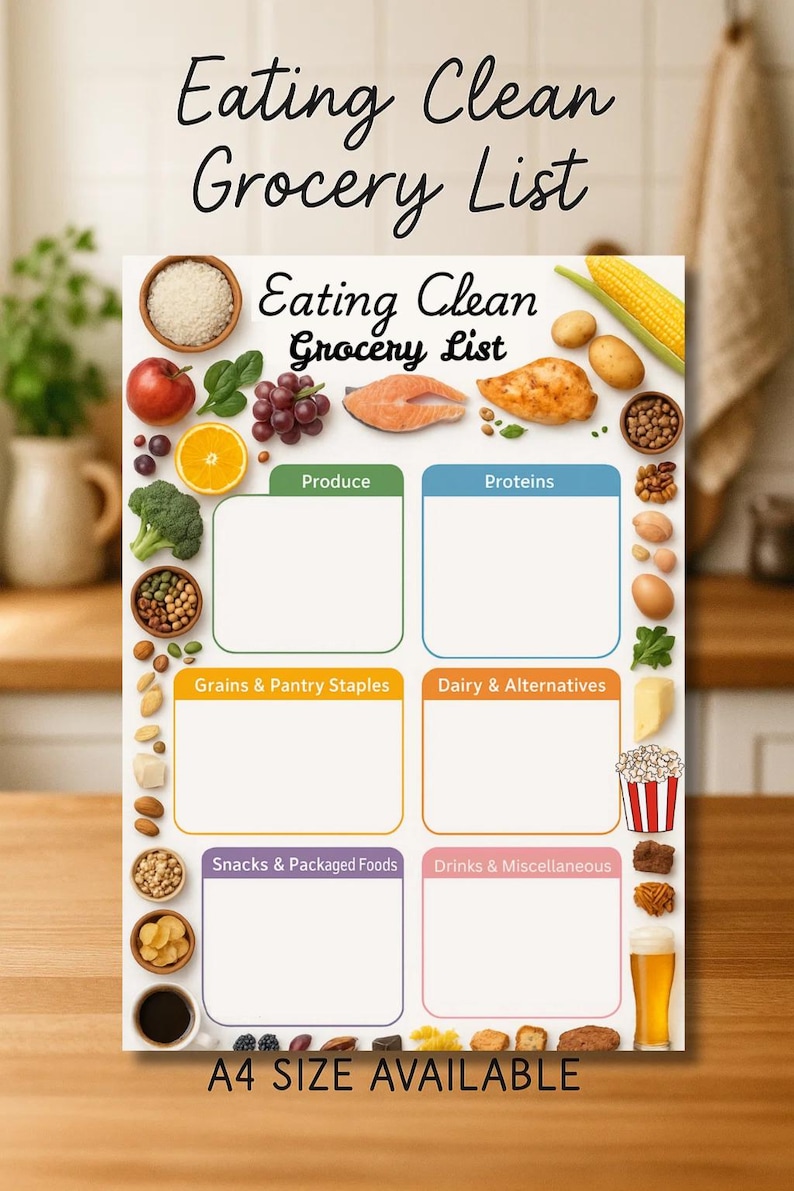 Clean Eating Food List & Meal Plan Printable – Whole Food Chart for ...