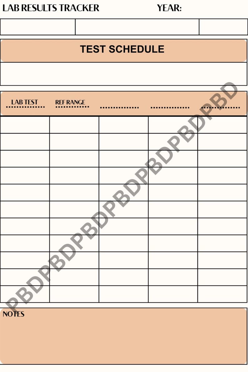 Lab Results Tracker & Medical Test Log | Printable Lab Report and ...