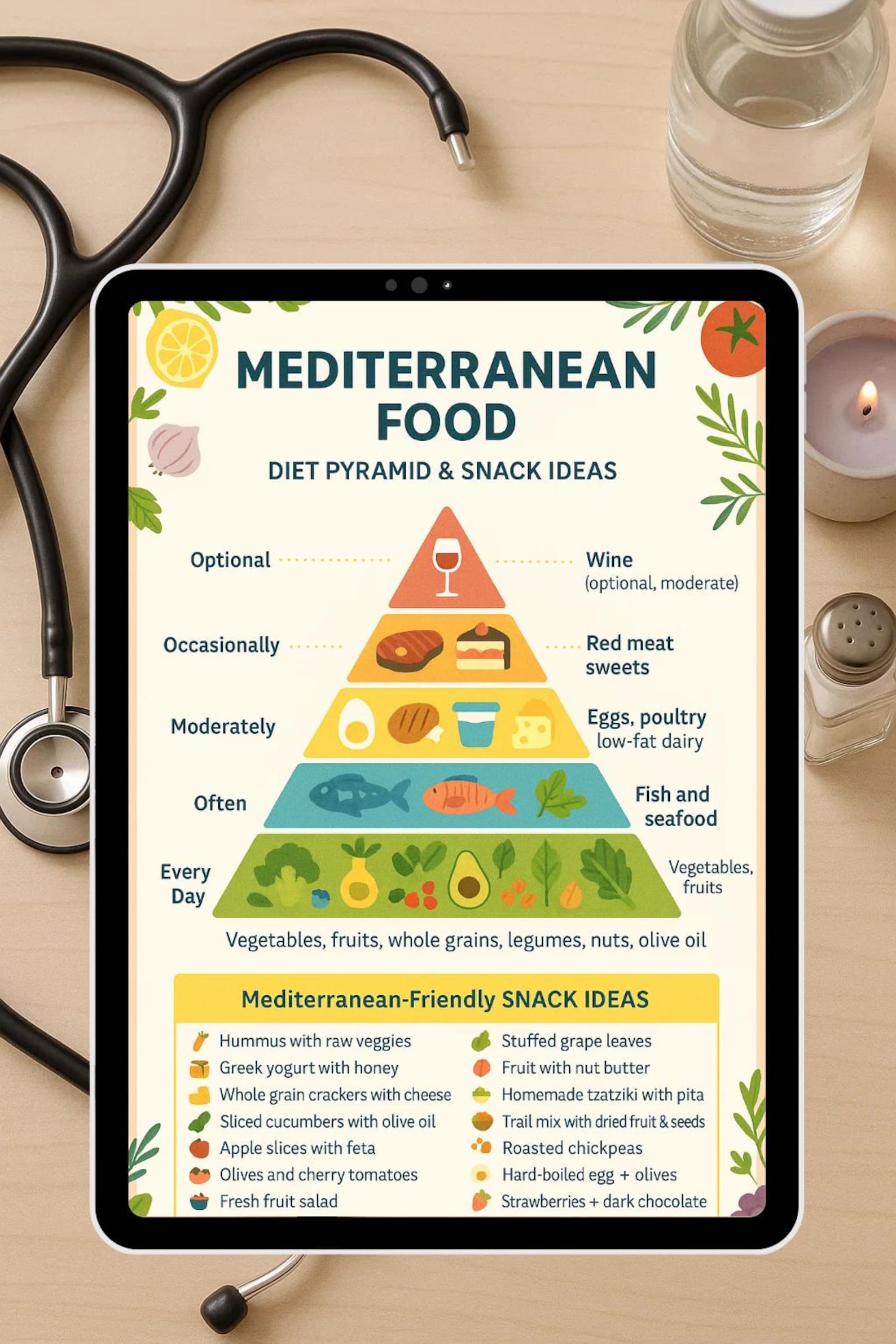 Mediterranean Diet Pyramid & Food List – Visual Eating Guide Chart With ...