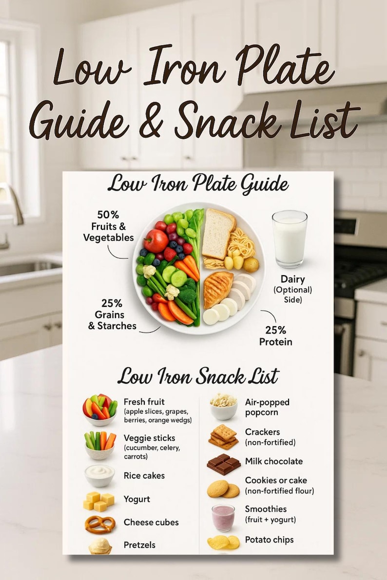 Low Iron Foods List Poster, Printable Diet & Grocery Guide for Women ...
