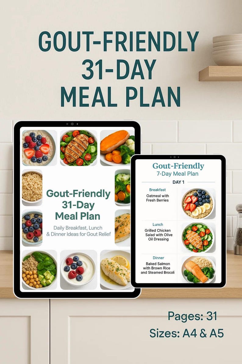 Gout Meal Plan Printable–gout Recipes, Gout Food Chart, Low Purine ...