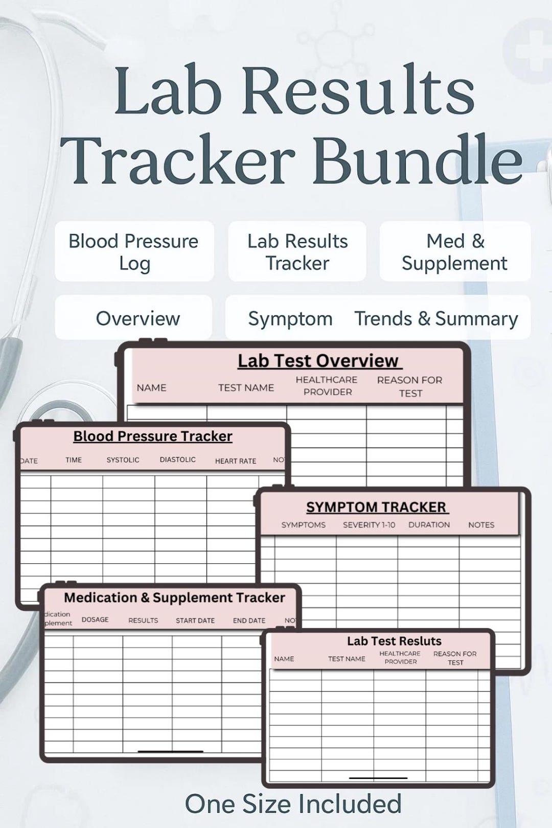 Symptom and Wellness Tracker Lab Tracker Lab Results Tracker Medical ...