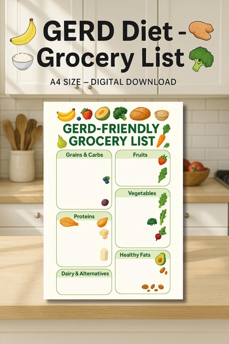 GERD Diet Food List Guide, Gerd Meal Plan, Gerd Food List, Acid Reflux ...