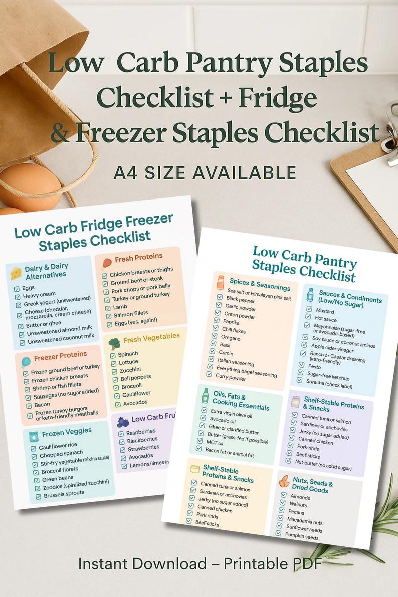 Low Carb Meal Planner | Printable Low Carb Diet Food List & Tracker for ...