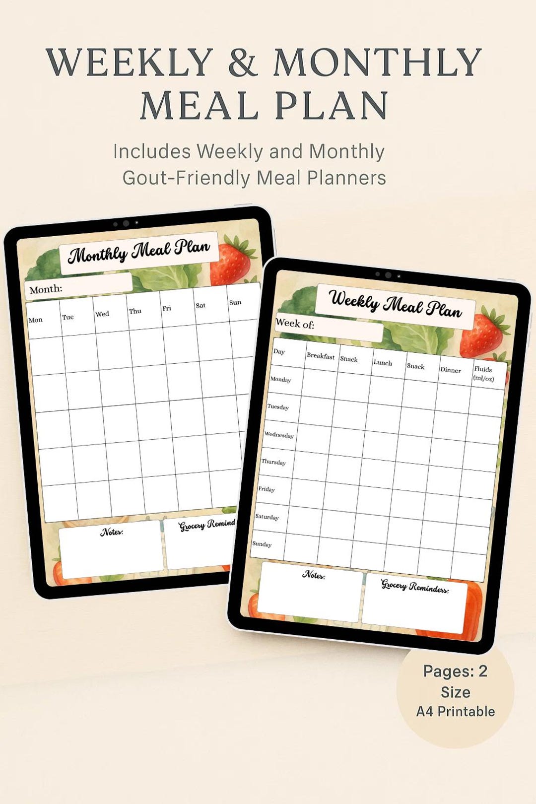 Meal Planner & Meal Plan Bundle, Printable Soft Meal Builder, Meal Prep Binder, and Shopping ...