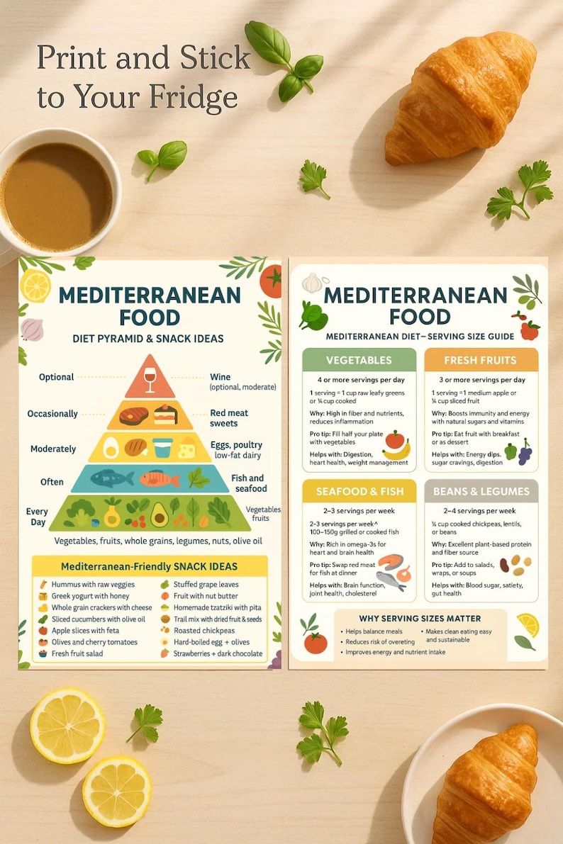 Mediterranean Diet Pyramid & Food List – Visual Eating Guide Chart With ...