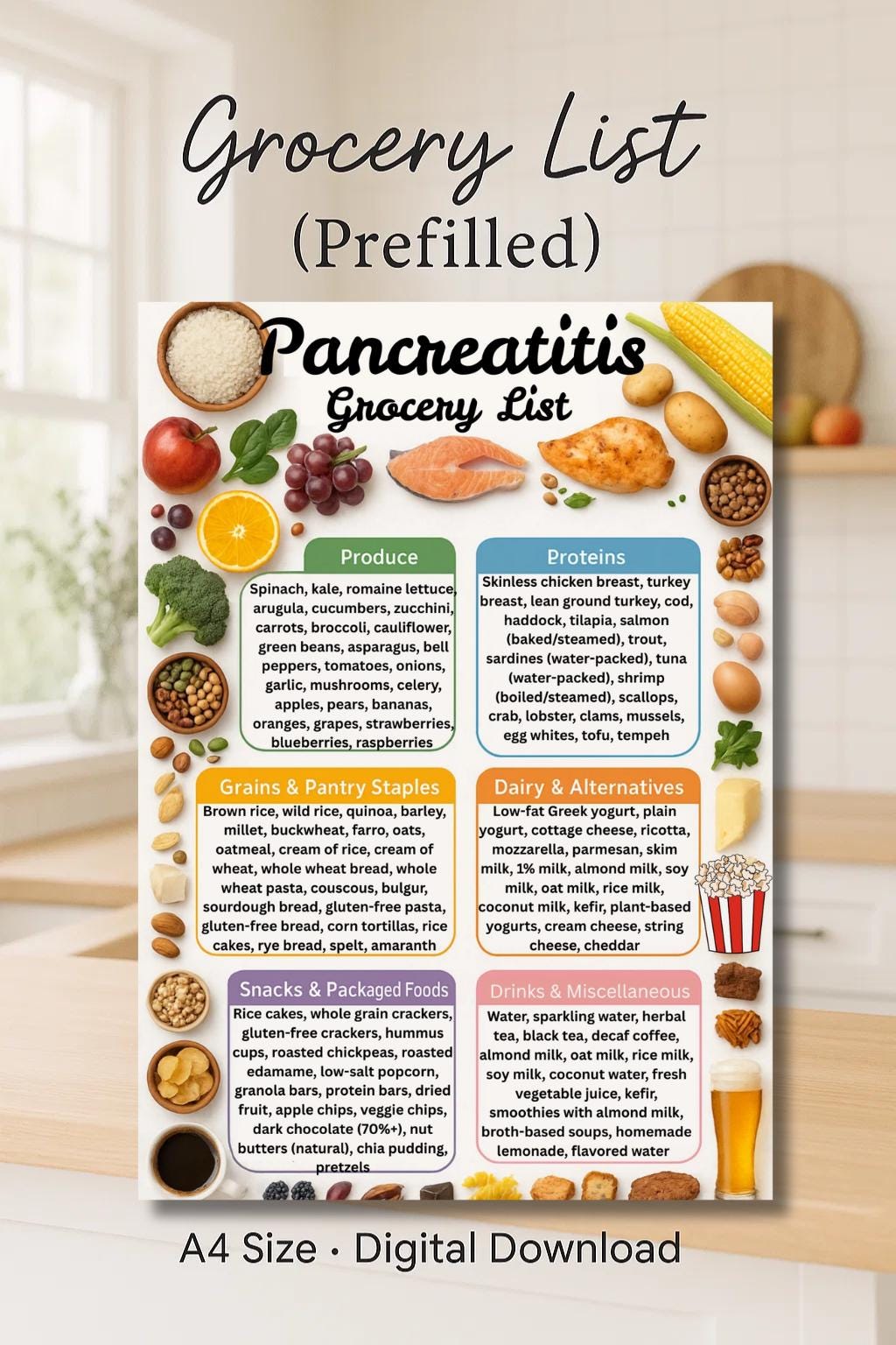 Pancreatitis Food List Printable, Pancreatic Diet Chart, Pancreas ...