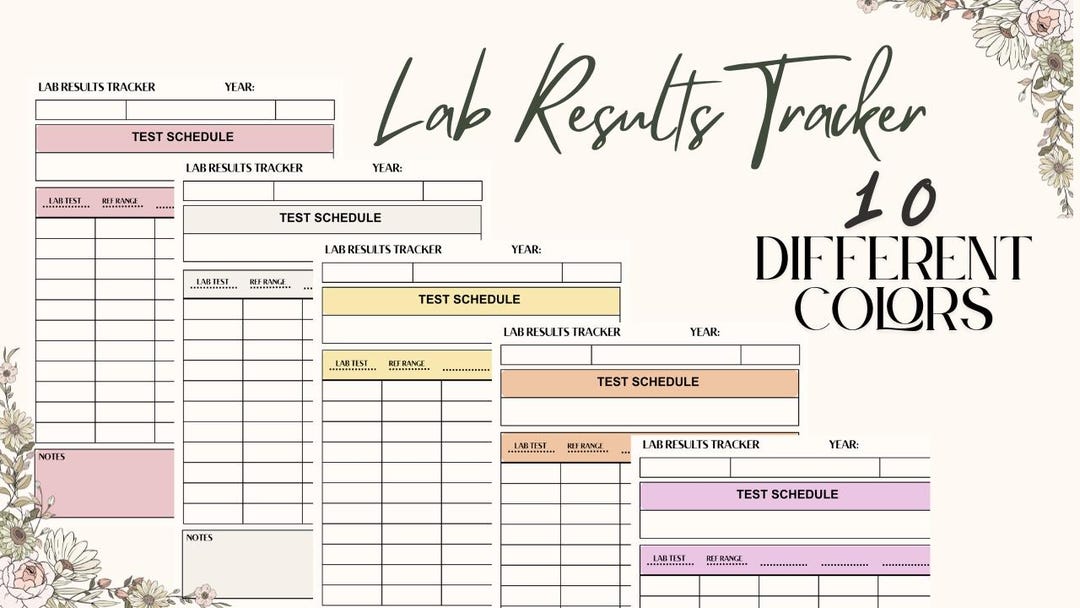 Lab Results Tracker Printable, Fillable PDF Lab Results Chart | Lab ...
