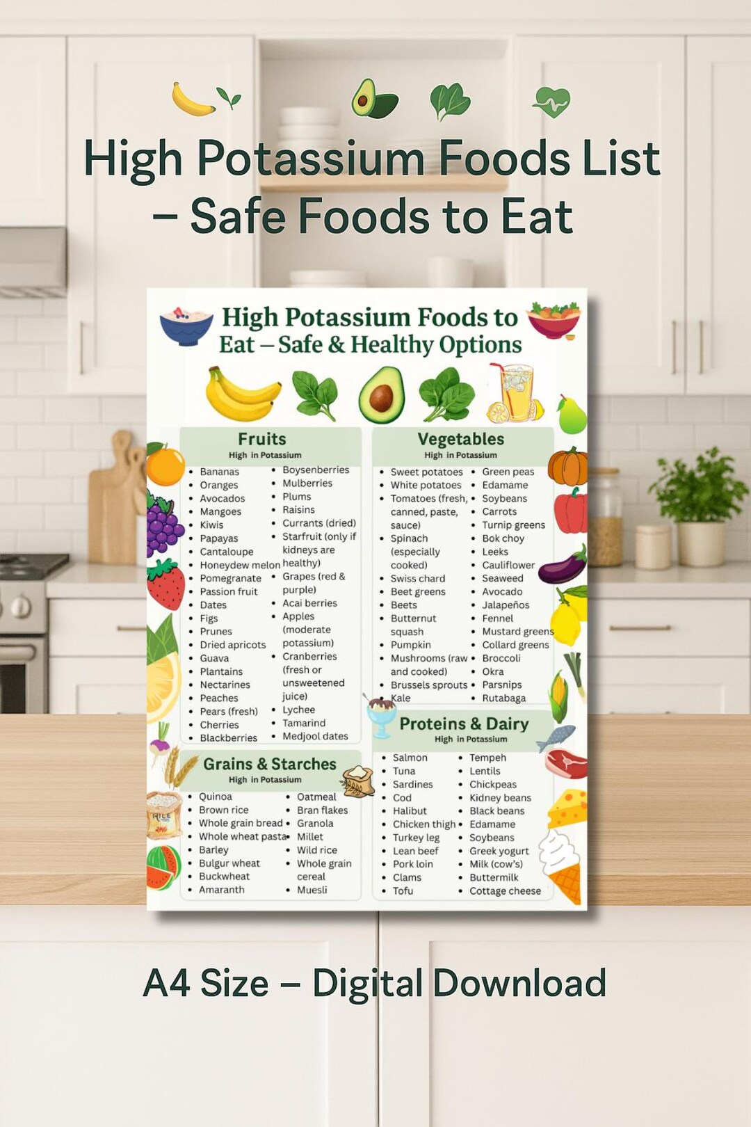 High Potassium Food Chart, Potassium-rich Foods List, Muscle Food Chart ...