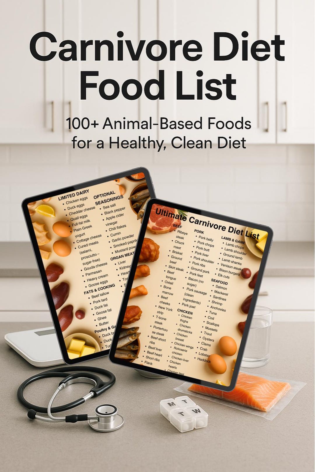 Carnivore Diet Food List, Low Carb Animal-based Grocery Chart, High ...