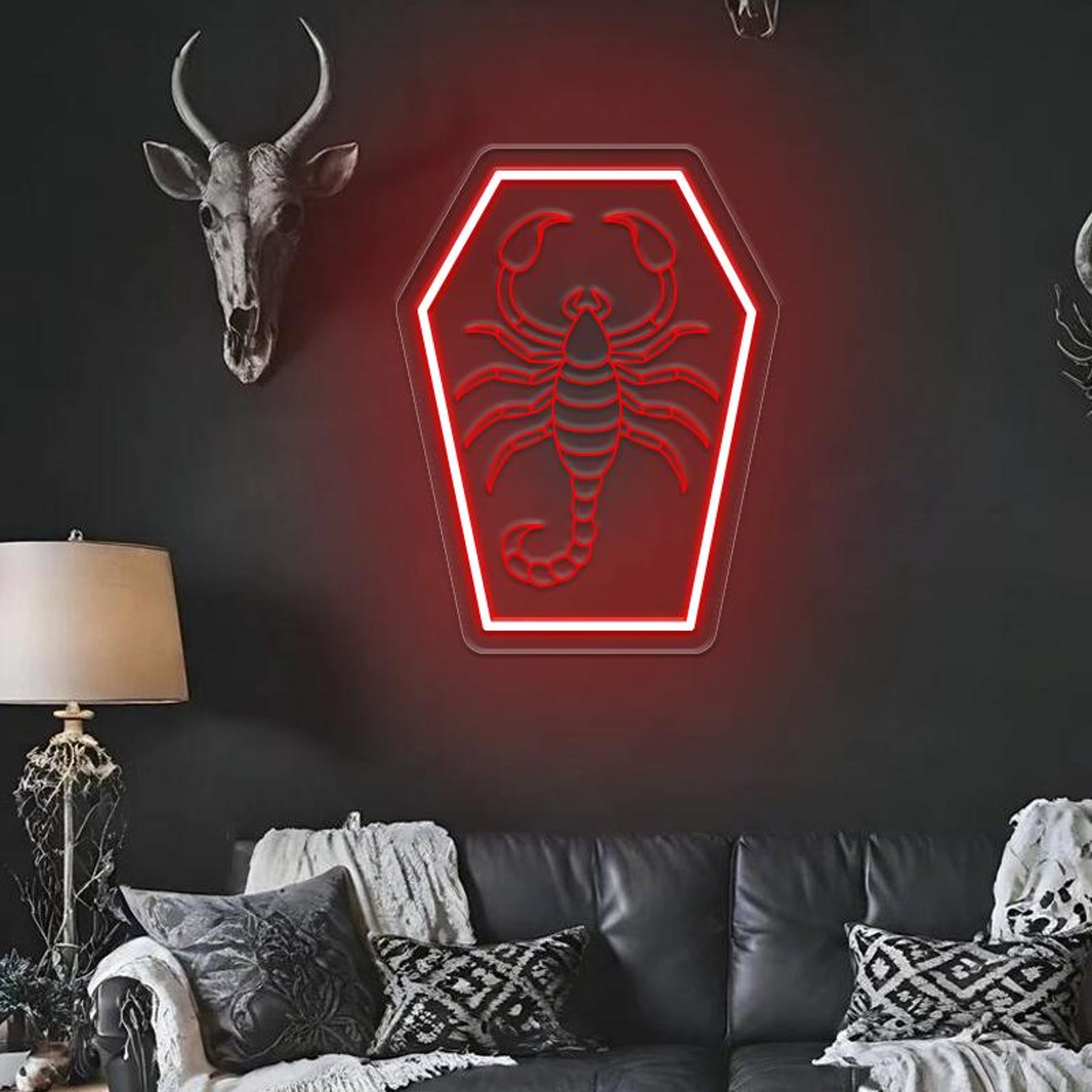 Scorpio Coffin Neon Sign,gothic Neon Sign,dark Wall Art,scorpion Sign ...