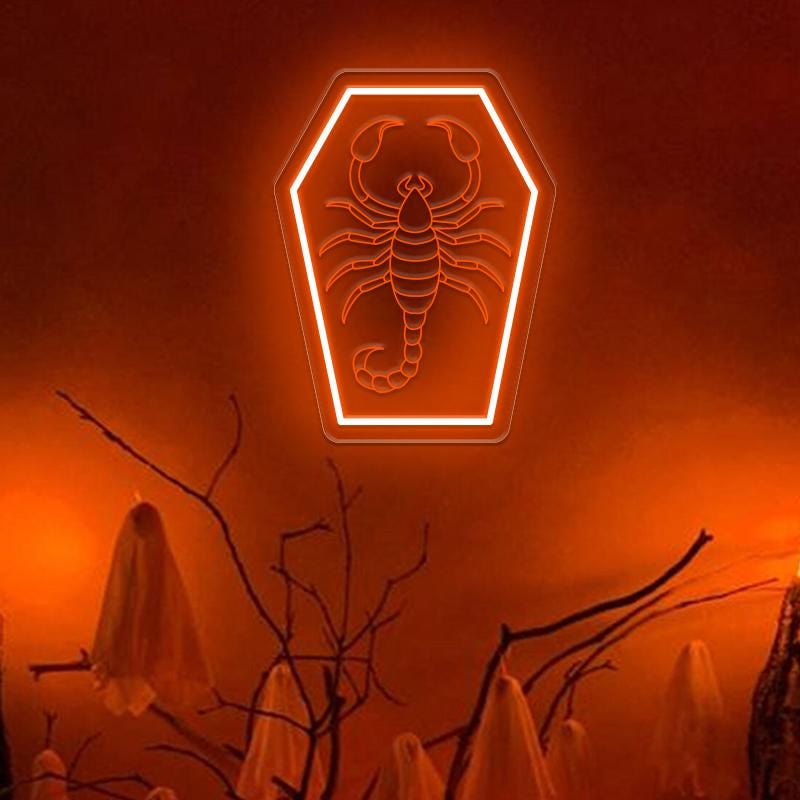 Scorpio Coffin Neon Sign,gothic Neon Sign,dark Wall Art,scorpion Sign ...