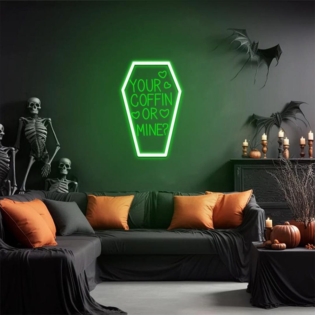 Coffin Heart Neon Sign,halloween Wall Decor,love Neon Light,coffin ...
