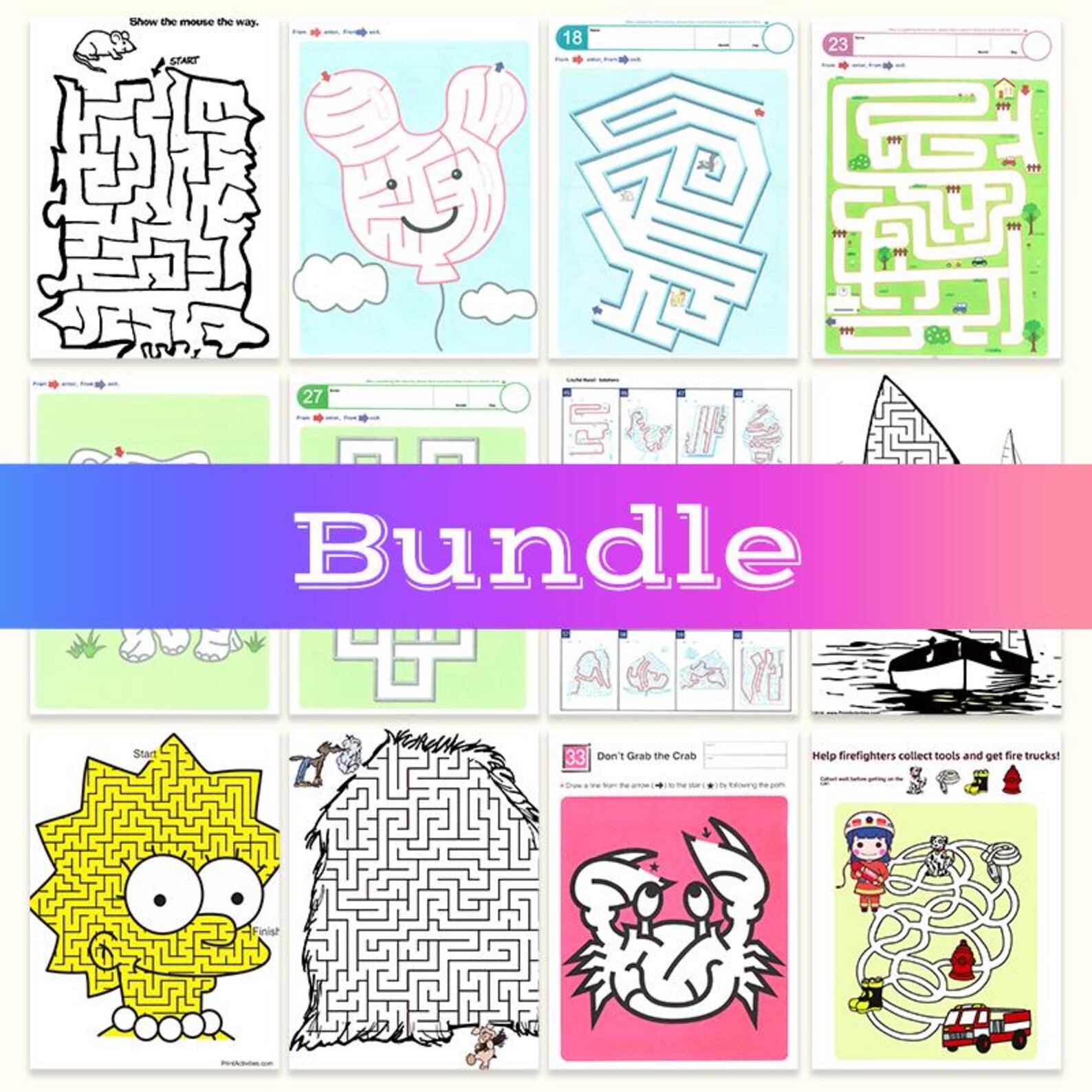 1200+pages Fun Printable Maze Puzzle for Kids | Easy to Hard Levels ...